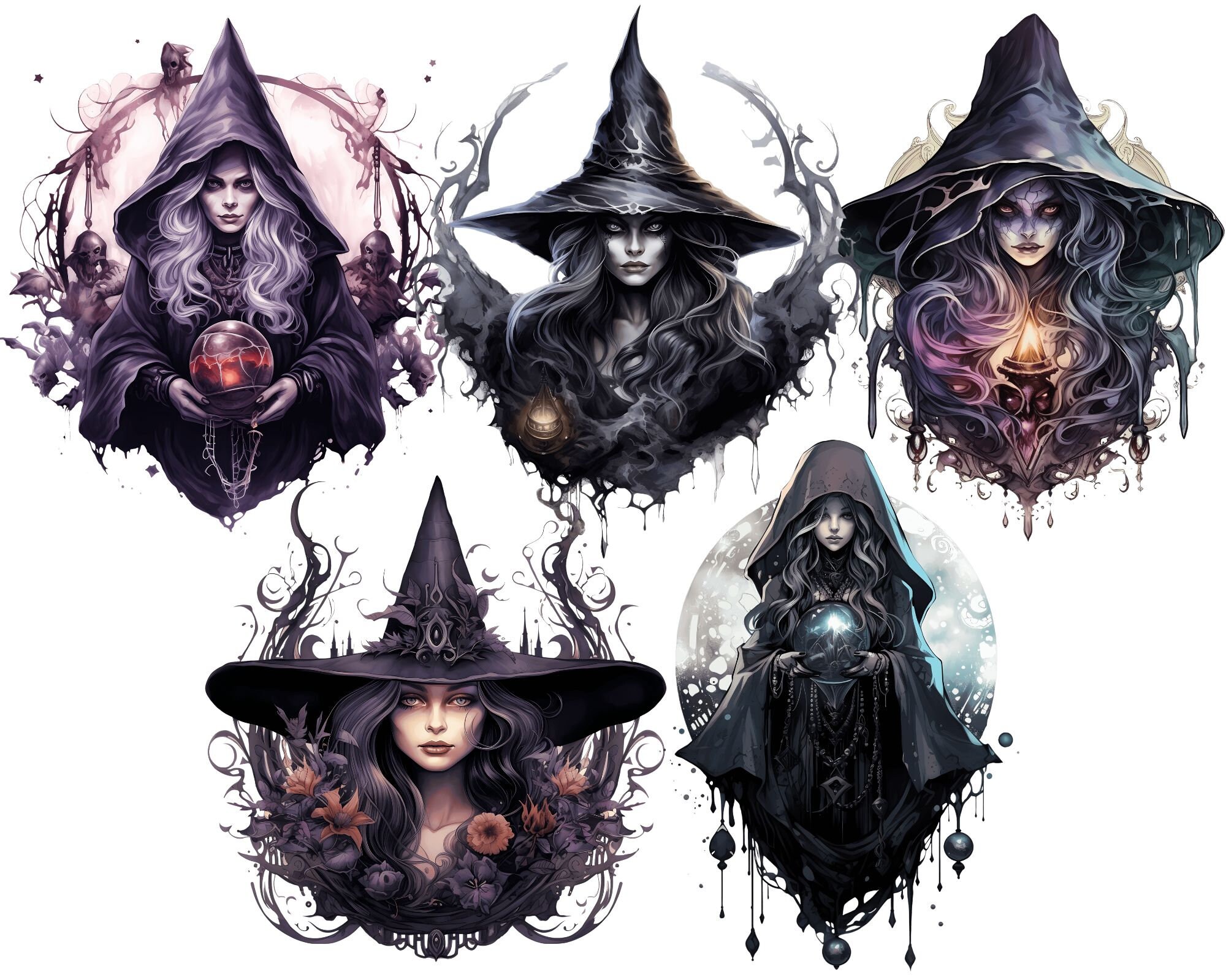 Witch Clipart Mystical PNG Black Magic Halloween Clipart Dark Fantasy ...