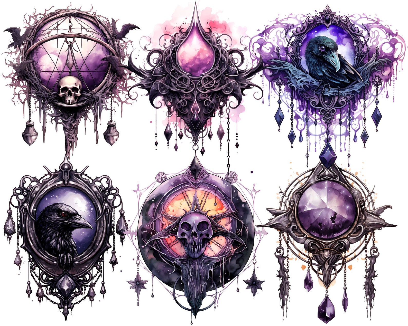Mystical Amulet Clipart Gothic PNG Talisman Witchy Charm Clipart Dark ...