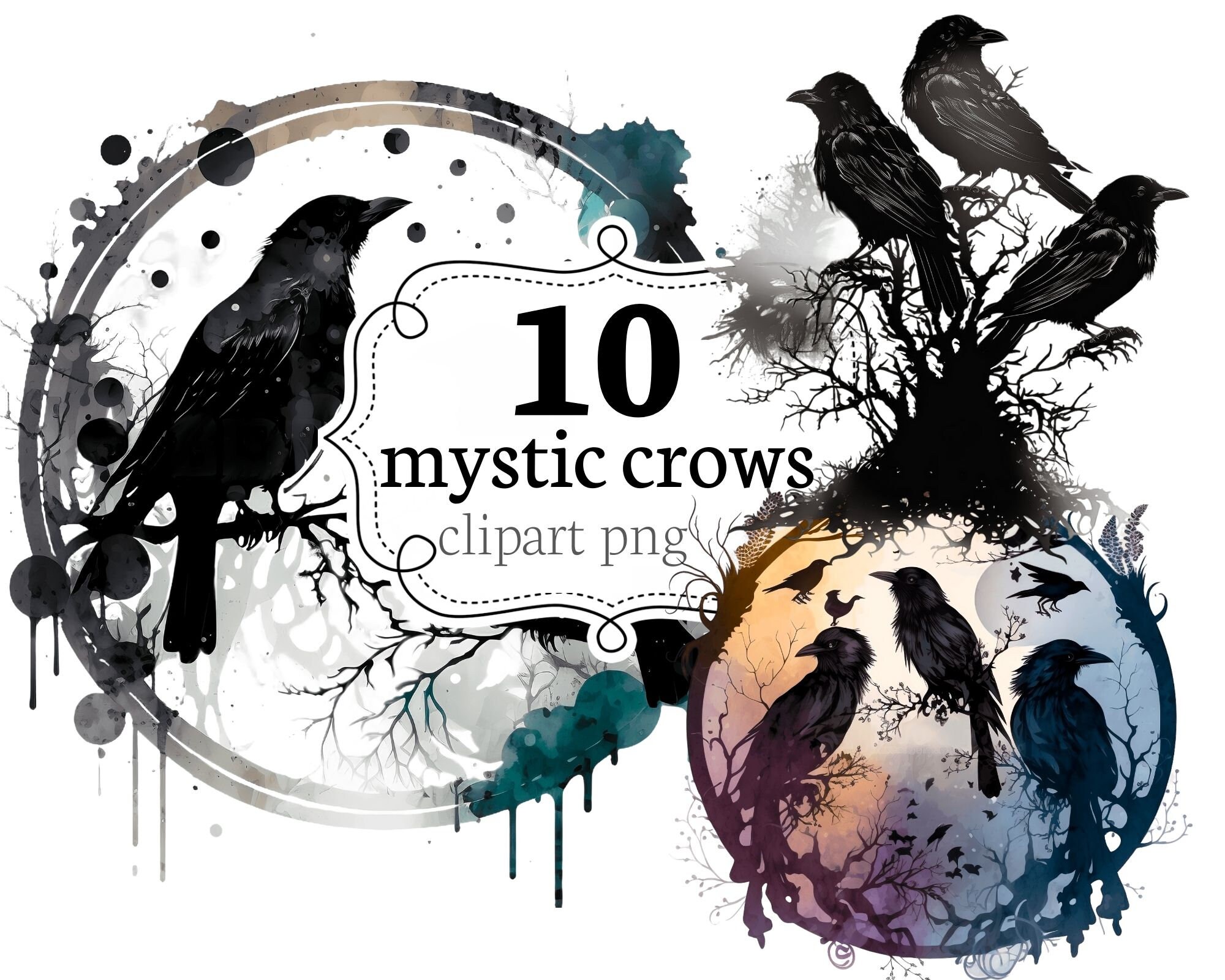 10 Crows PNG Witch Raven Clipart High Quality Images Clipart - Etsy