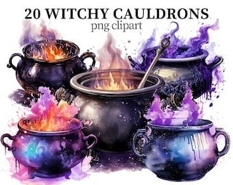 Watercolor Halloween Magic Cauldron PNG Clipart Magic Pot - Etsy