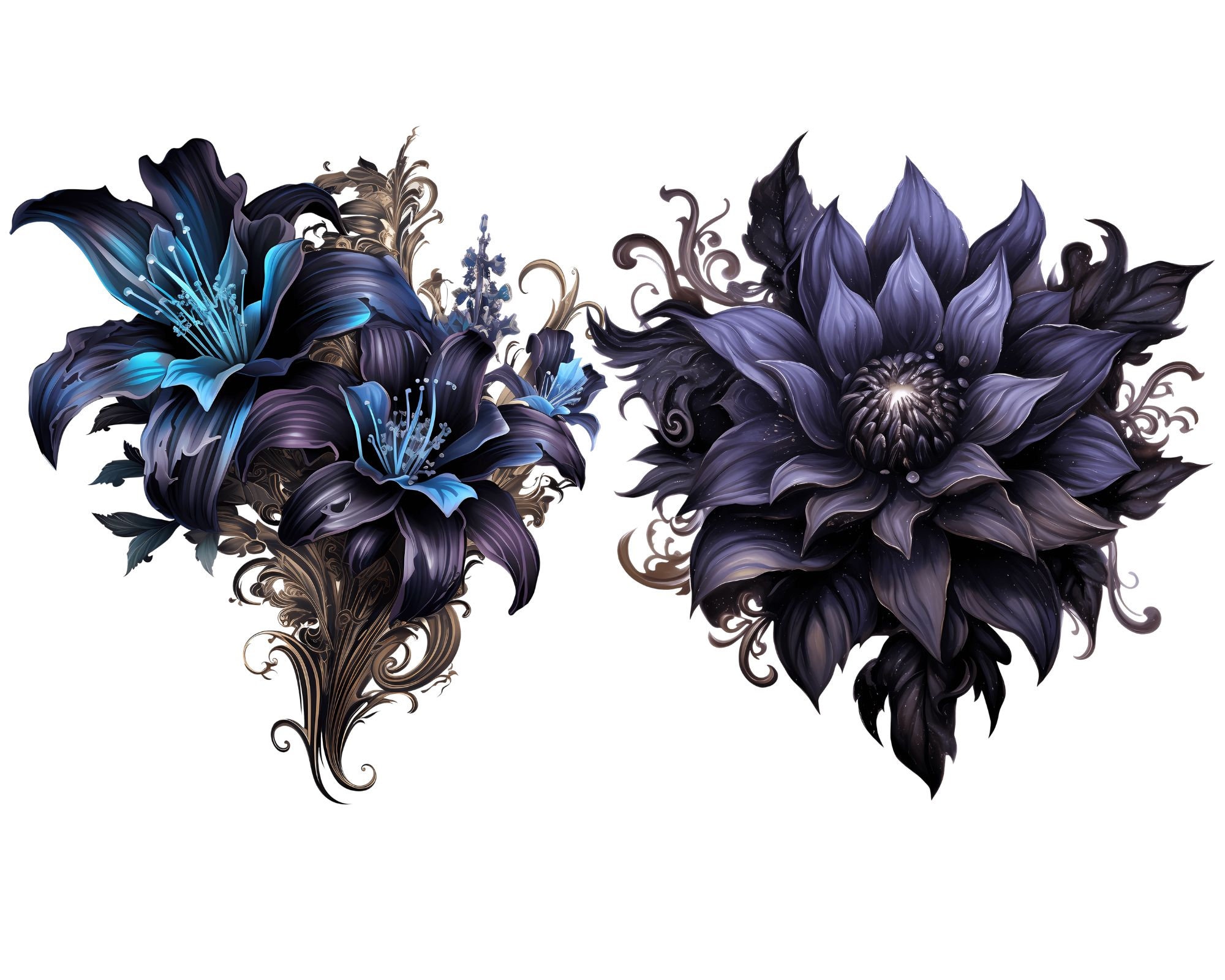 Gothic Flowers Clipart Mystical PNG Horror Flowers Dark Png Fantasy ...