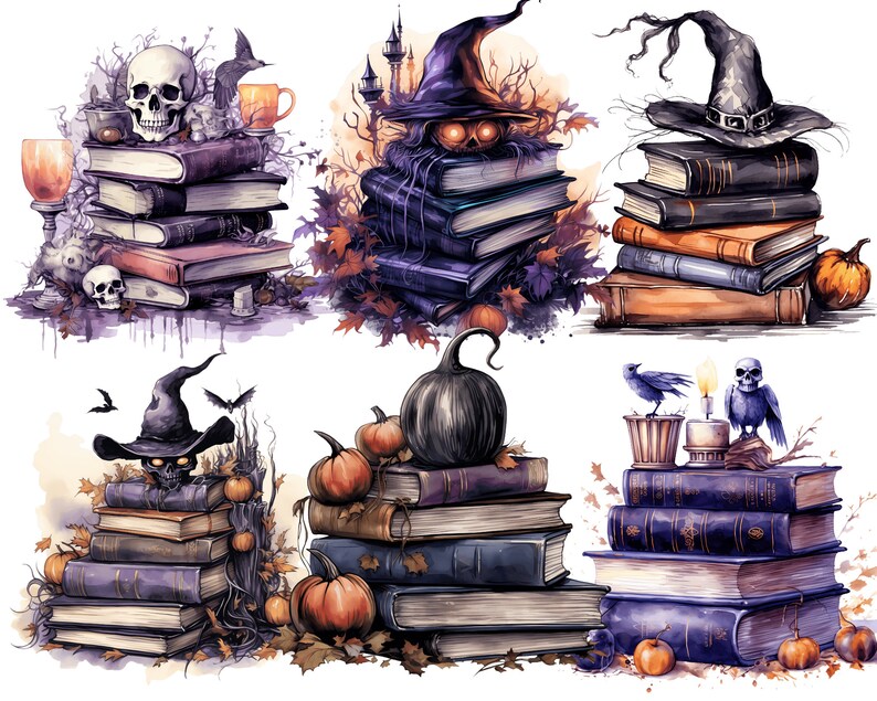 Halloween Books Clipart: Mystical Dark Fantasy PNG Images (digital ...