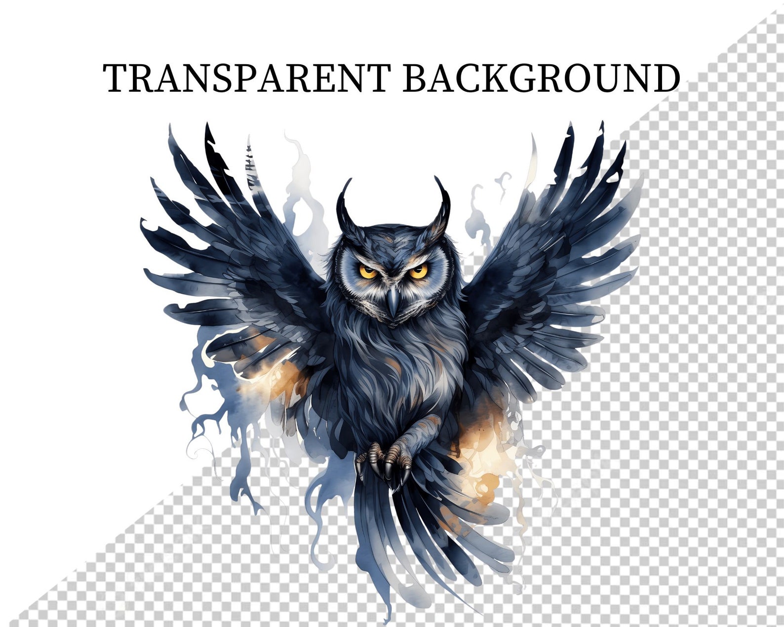 Mystical Owls Clipart Gothic PNG Fantasy Owl Wizard Magic Clipart Bird ...