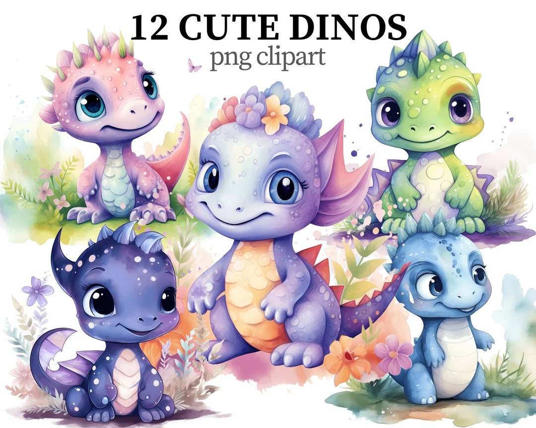 Cute Dino Clipart Cartoon PNG Fantasy Creature Baby Dinosaur Children ...