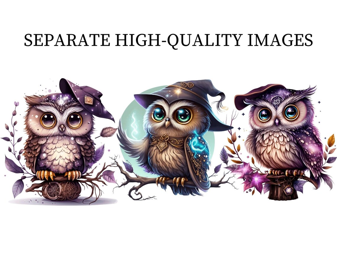 Magical Owls Clipart Fantasy PNG Baby Owl Cute Birds Magic Clipart ...