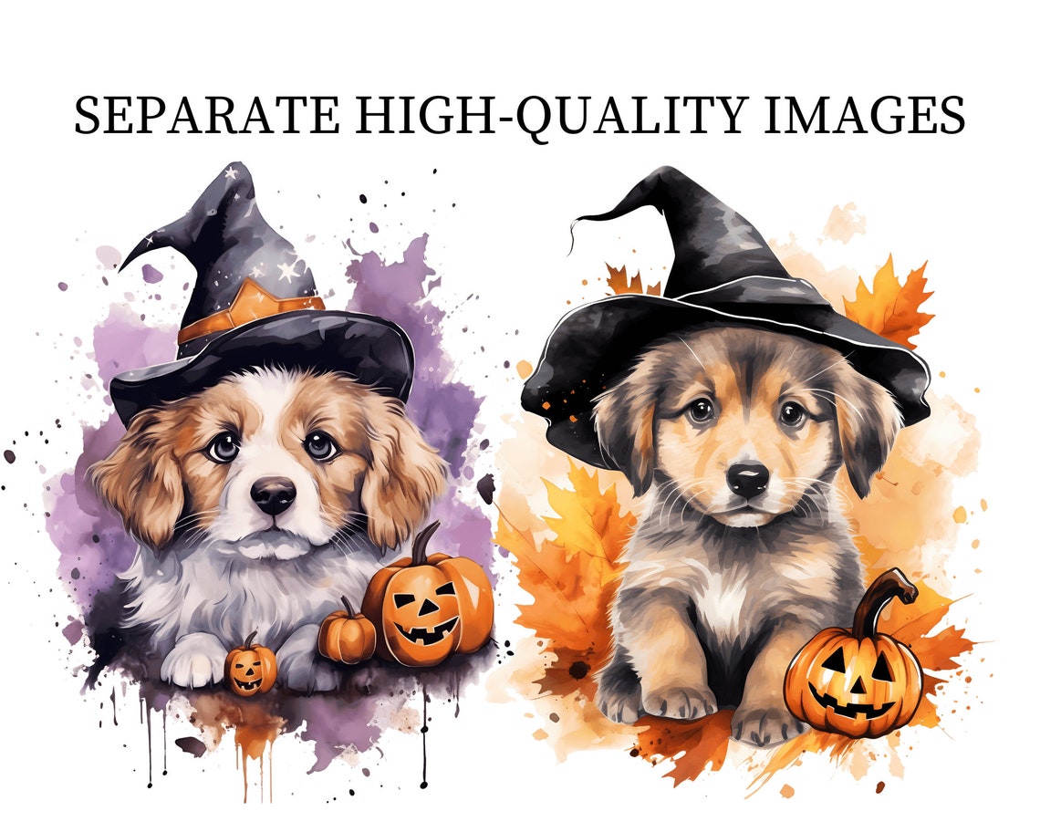 Cute Halloween Dogs Clipart Puppy PNG Watercolor Clipart Halloween ...