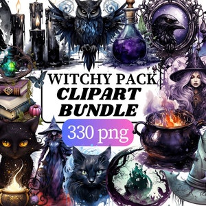 Witchy Clipart PACK Mystical PNG Witches Set Halloween Clipart Magic ...
