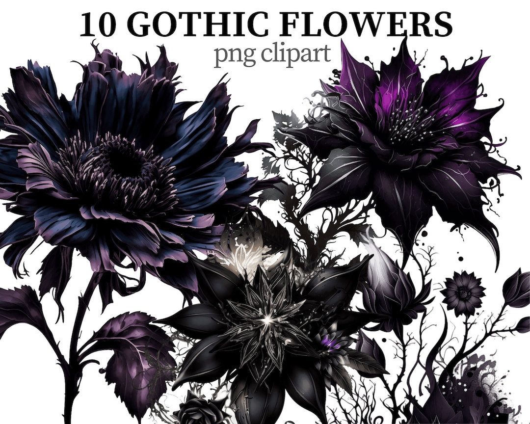 Gothic Flowers Clipart: Dark Fantasy Floral PNG Images (digital Download) - Etsy