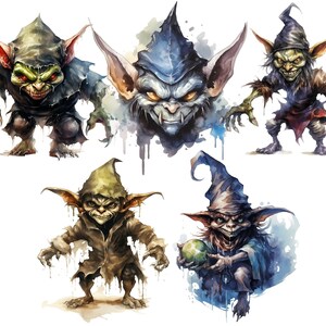 Evil Goblin Clipart: Watercolor Horror Fantasy PNG Images (digital ...