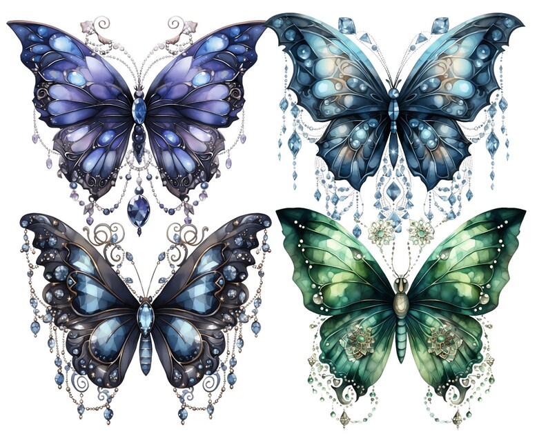 Diamond Butterfly Clipart Fantasy PNG Glamorous Butterfly Diamonds ...