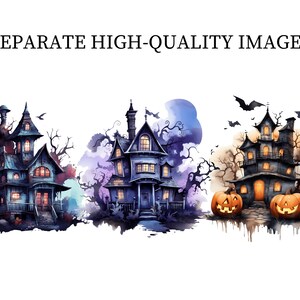 Halloween House Clipart Haunted House PNG Spooky Watercolor Clipart ...