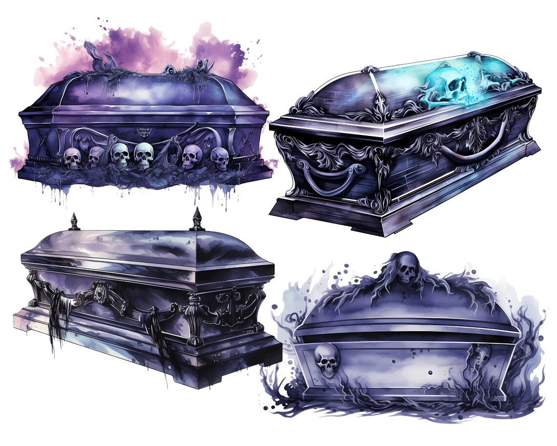 Coffin Clipart Gothic PNG Watercolor Mystical Clipart Dark Fantasy Horror Halloween Png ...