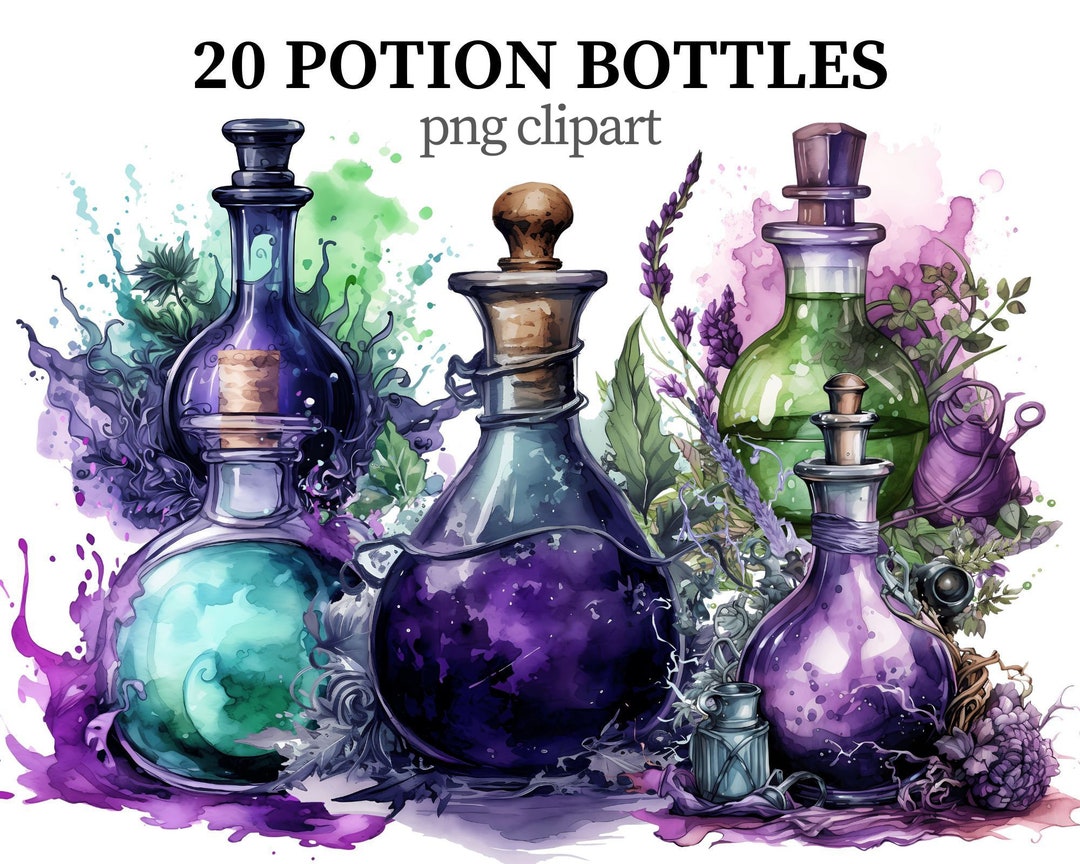 Potion Bottles Clipart Magic PNG Witch Elixir Clipart Witchcraft Png ...