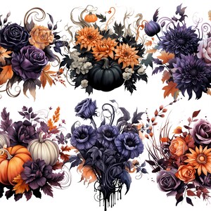 Halloween Flowers Clipart: Mystical Gothic Floral PNG (digital Download ...