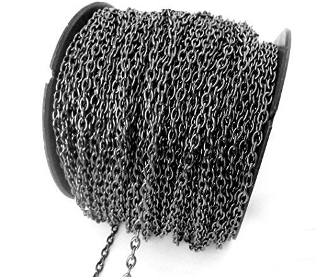 10ft Gunmetal Black Small Curb Cross Cable Chain Trendy & Versatile ...