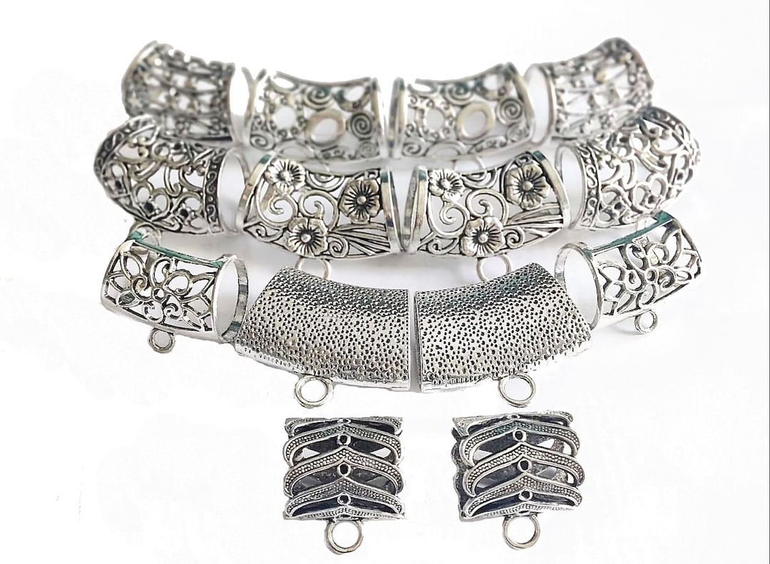 Silver Plated Metal Alloy Scarf Clips – 14-piece Tube Necklace Set for ...
