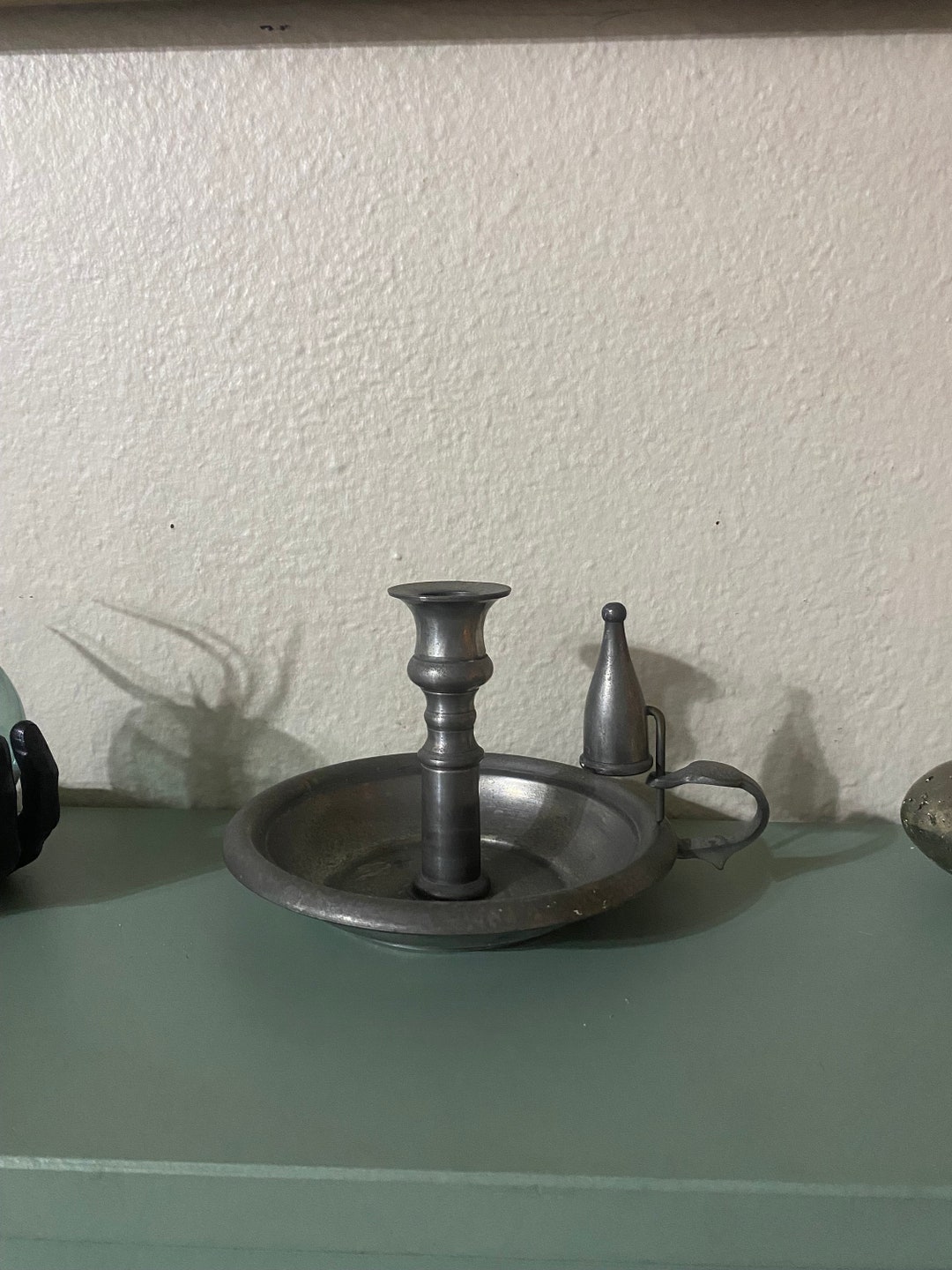 20TH Century Pewter Chamberstick With Deep Tray - Etsy