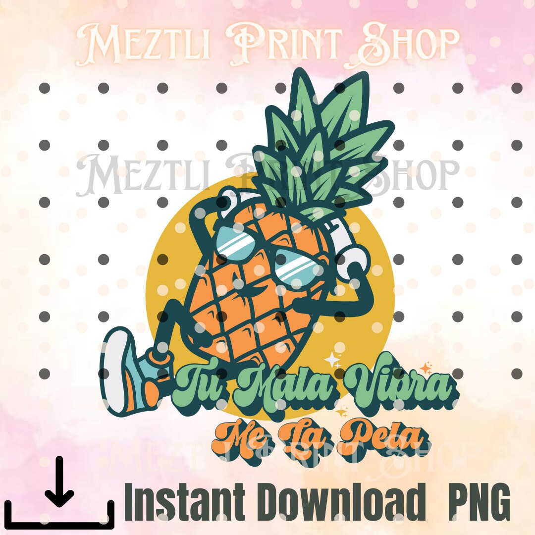 Pineapple-pina-summer-retro-spanish-funny-verano-png - Etsy