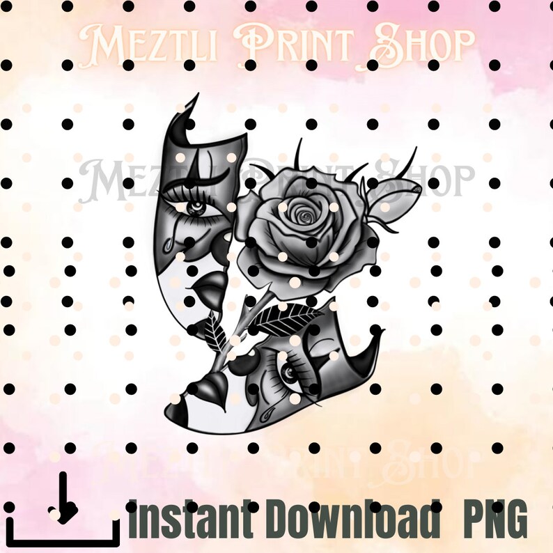 Chicano-chicana-california-tattoo Style-oldies-rose-black and - Etsy