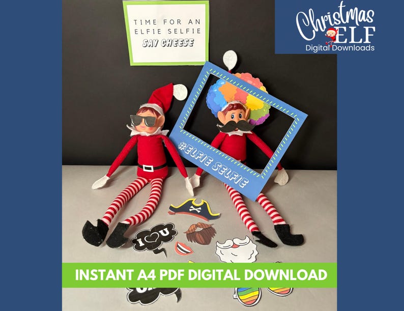 Elfie Selfie Elf Scene Prop Printable Digital Download - Etsy