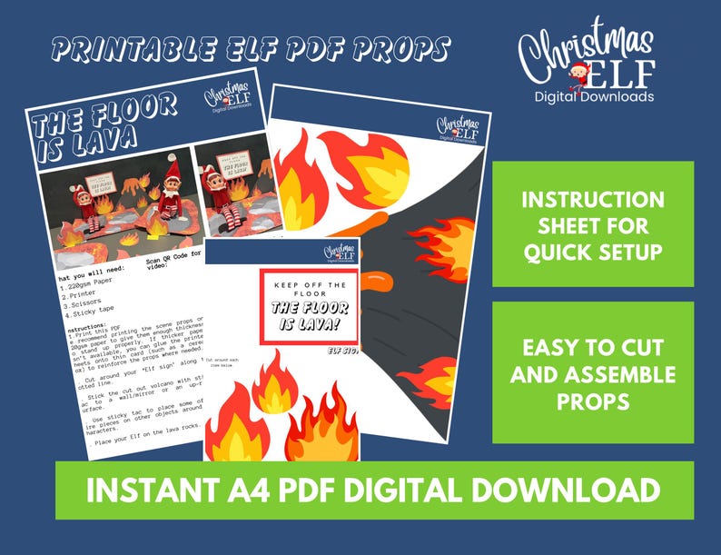 Floor is Lava Elf Printable Prop: Funny Christmas Activity Set (PDF) - Etsy