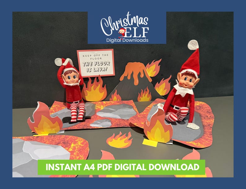 Floor is Lava Elf Printable Prop: Funny Christmas Activity Set (PDF) - Etsy