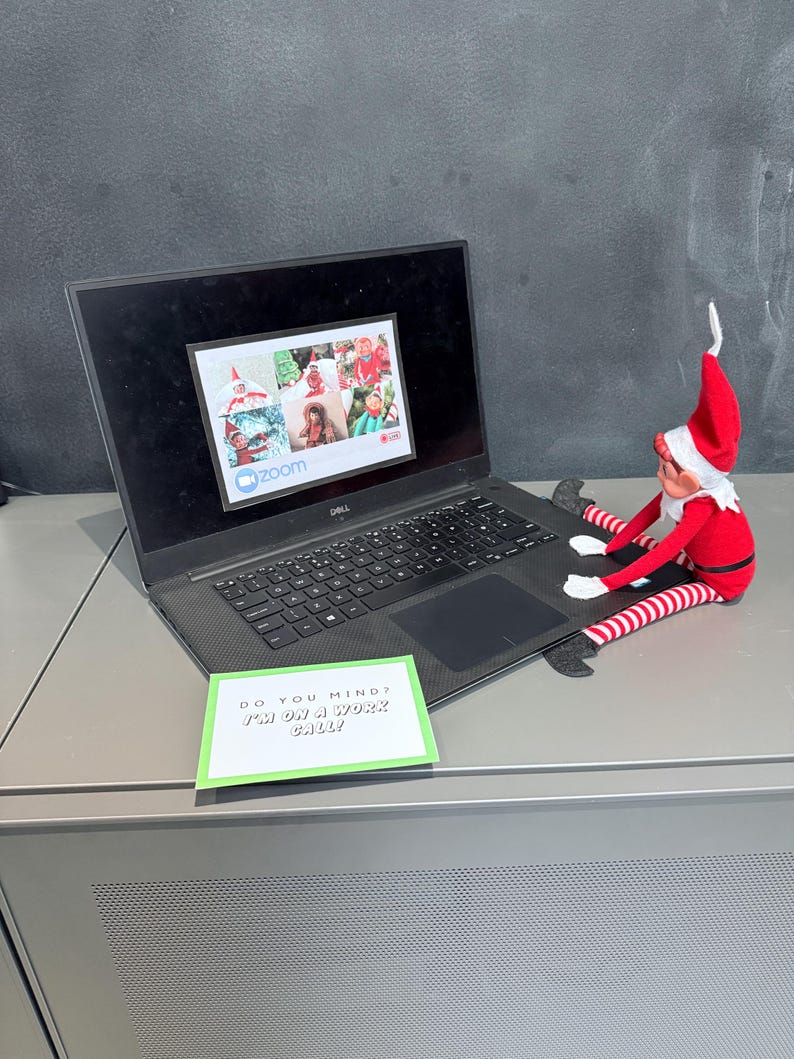 Elf at Work - Elf on Laptop Printable Prop: Funny Christmas Activity ...