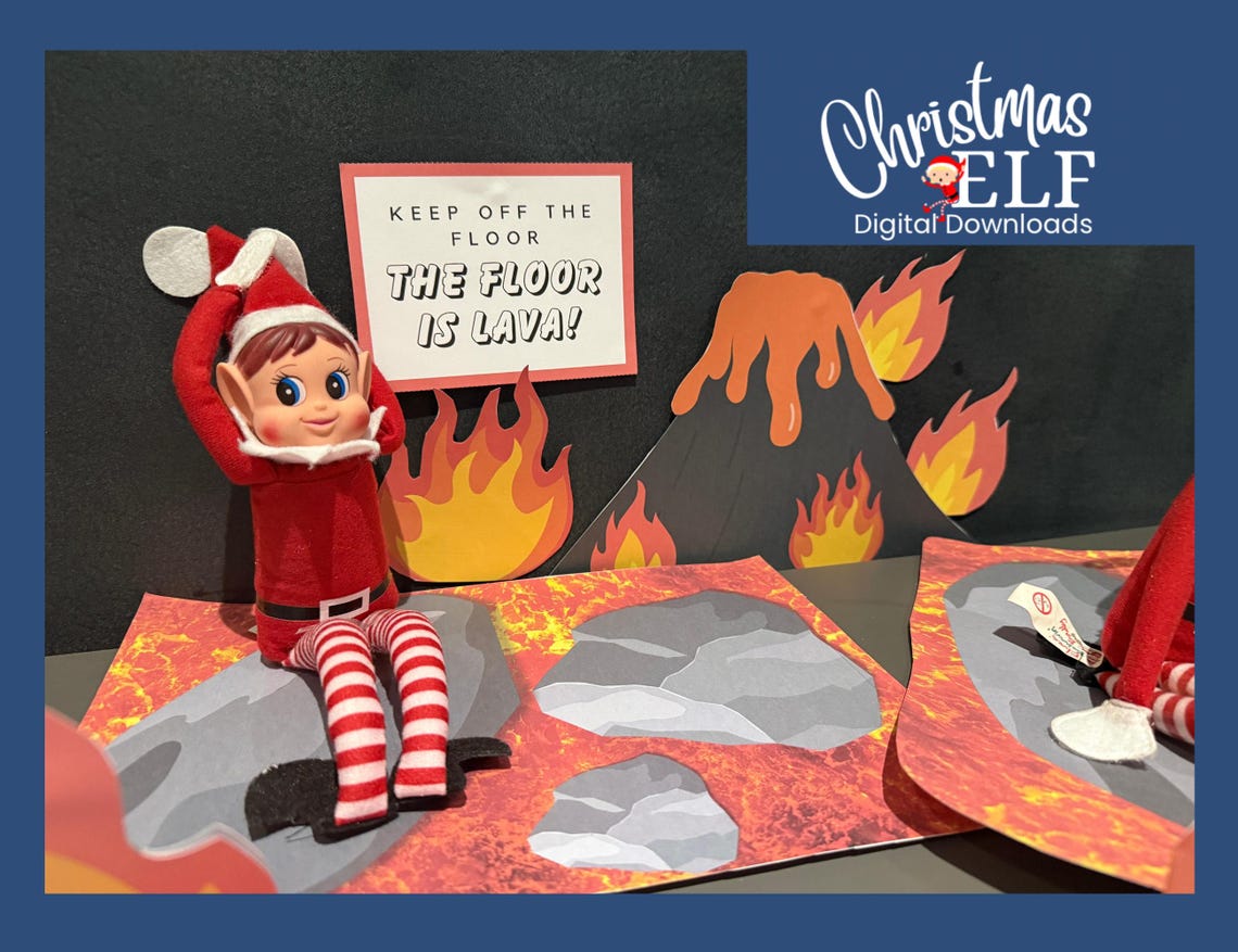 Floor is Lava Elf Printable Prop: Funny Christmas Activity Set (PDF) - Etsy