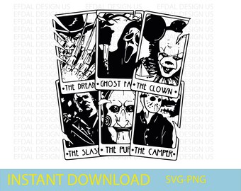 Horror Characters Tarot Card Svg, Horror Png, Horror Friends Png ...
