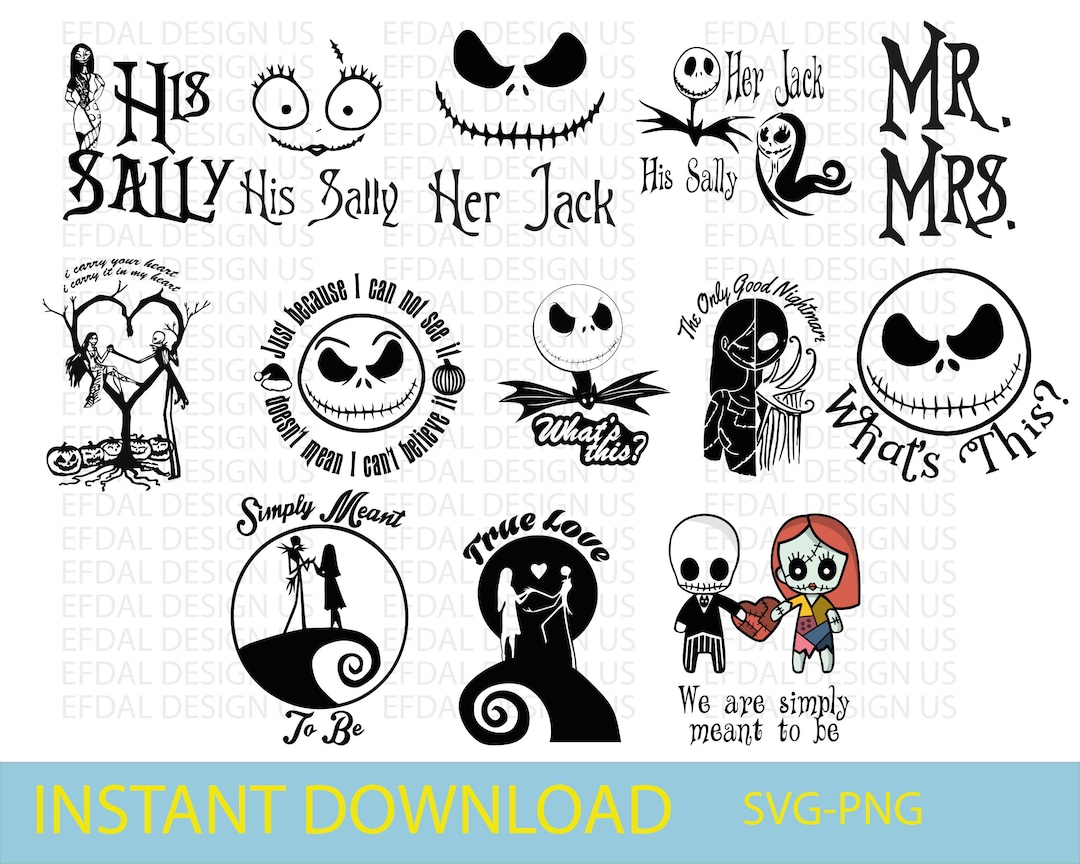 Jack and Sally Svg, Nightmare Before Svg, Mega Jack Skellington Svg ...