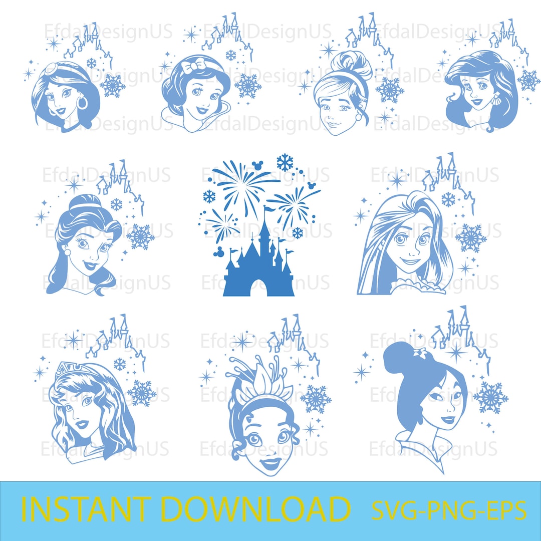 Princess Svg, Princess PNG, Princess Clipart, Princess Bundle, Princess ...