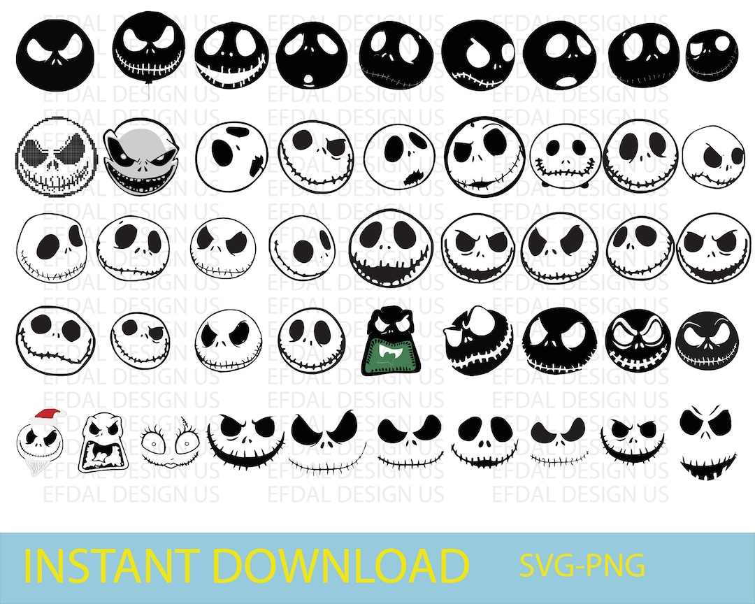 Jack and Sally Svg, Nightmare Before Face Svg, Jack Skellington Svg ...