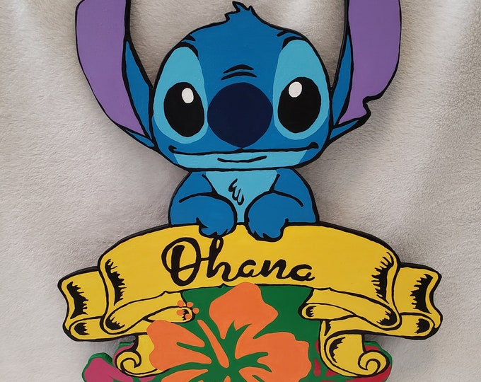 Lilo and Stitch Welcome Wooden Sign Ohana Hand Painted - Etsy