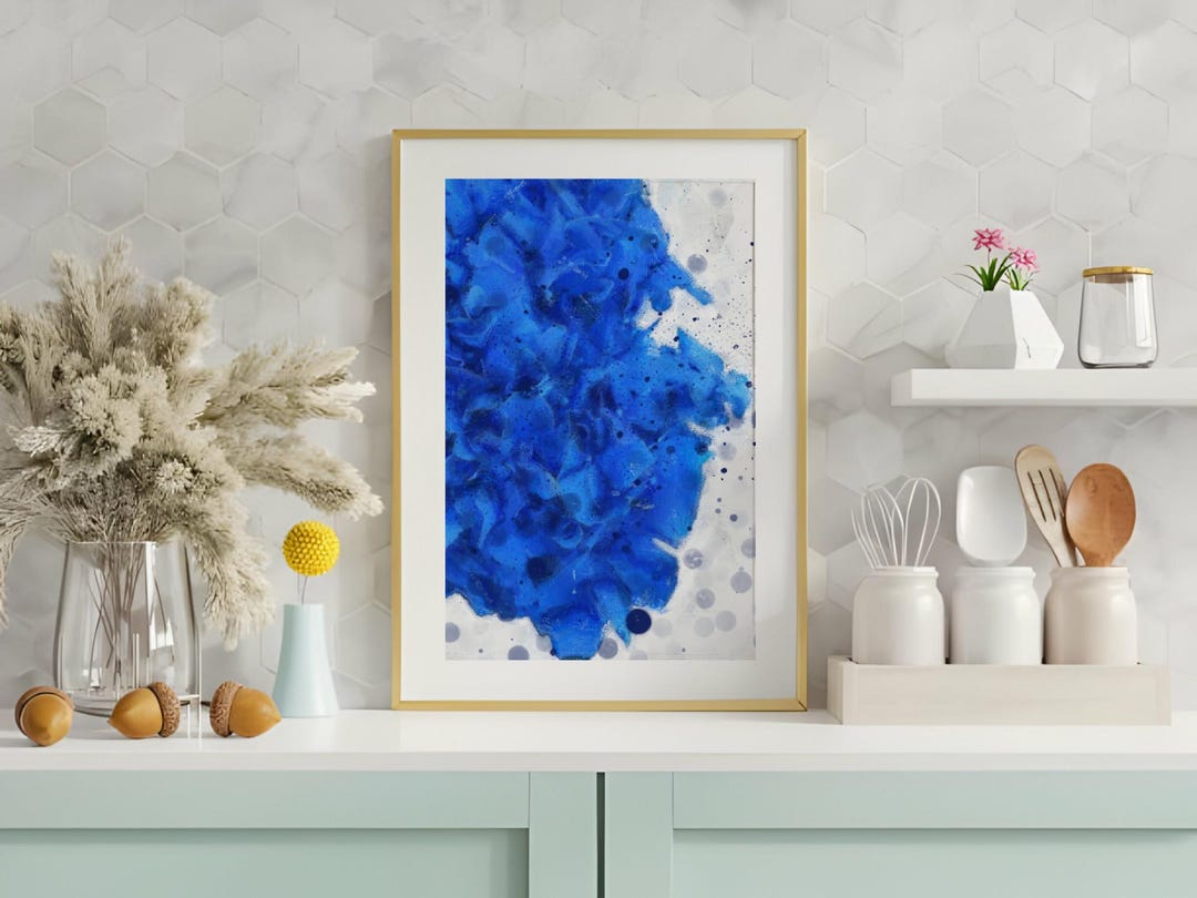 Abstract Blue Ink Splash Wall Art, Modern Digital Download, Splash of ...