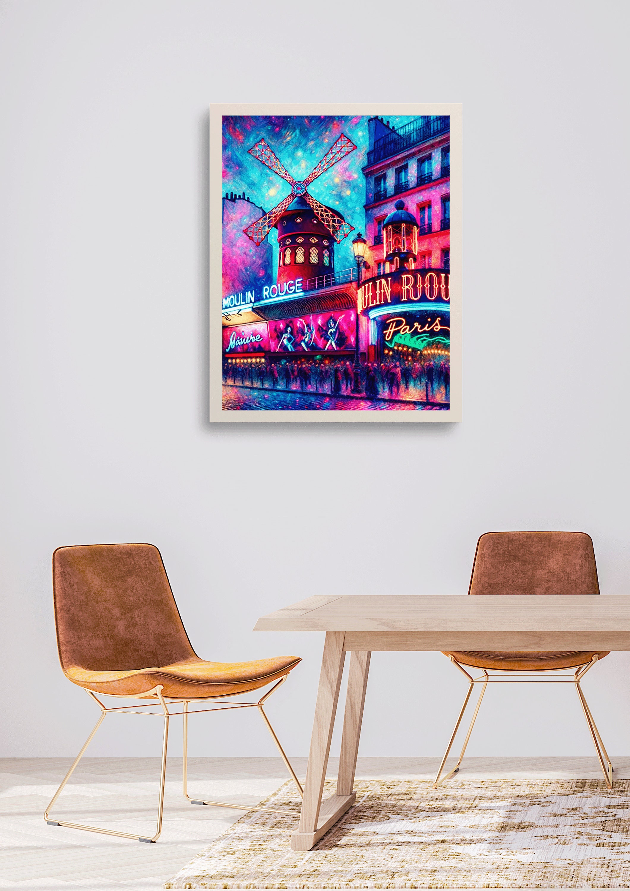Colorful Paris Moulin Rouge Wall Art, Parisian Nightlife Wall Print ...