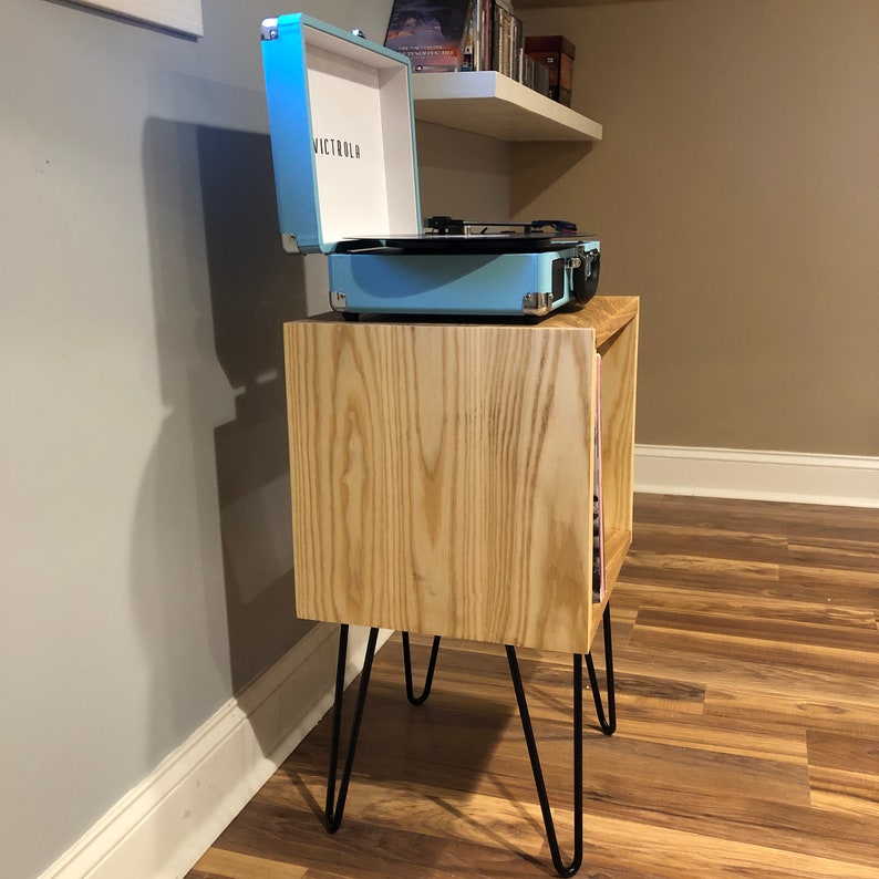 Minimalist Record Player Stand With Storage, Rustic, Mid Century Modern ...