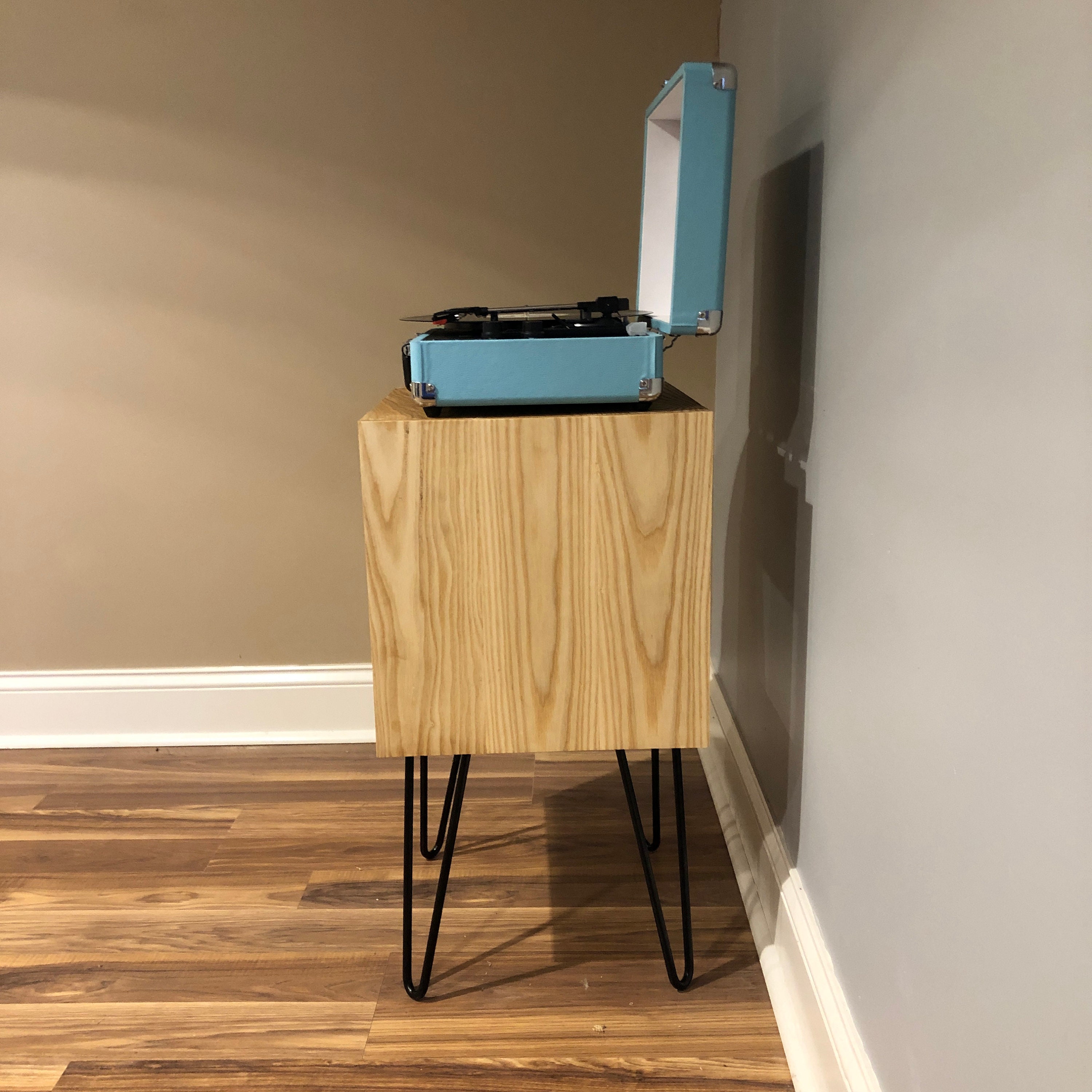 Minimalist Record Player Stand With Storage, Rustic, Mid Century Modern ...