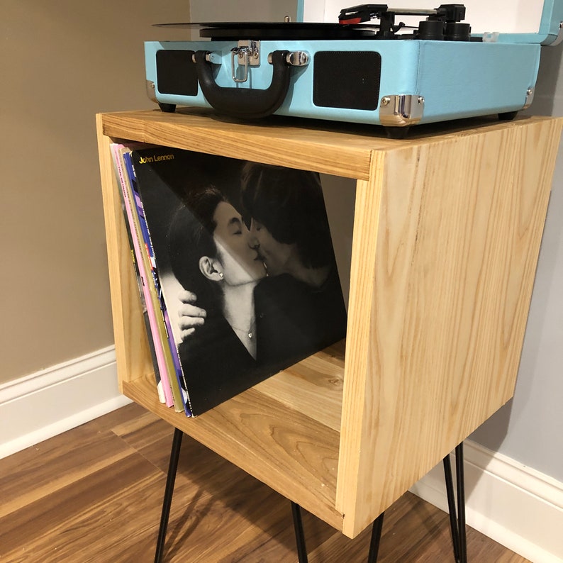 Minimalist Record Player Stand With Storage, Rustic, Mid Century Modern ...