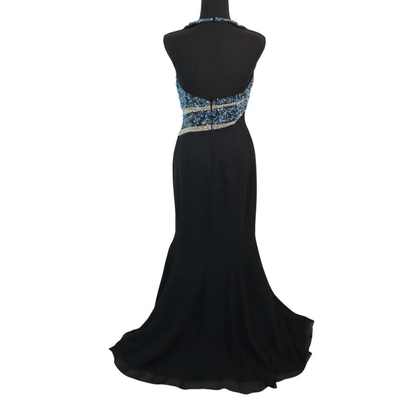 Vintage Mike Benet Formals Blue Sequin Chiffon Mermaid Dress Gown ...