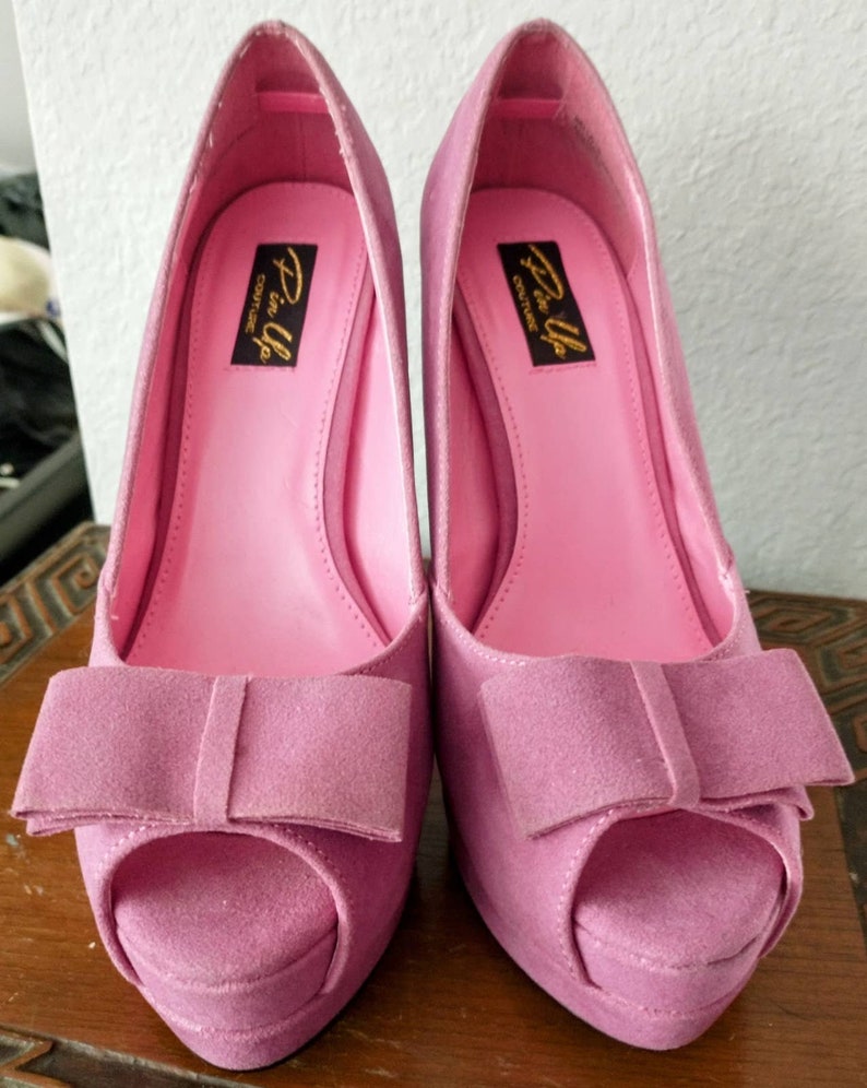 Vintage Hot Pink Pin Up Couture High Heels Stiletto Sz 7 Peep Etsy