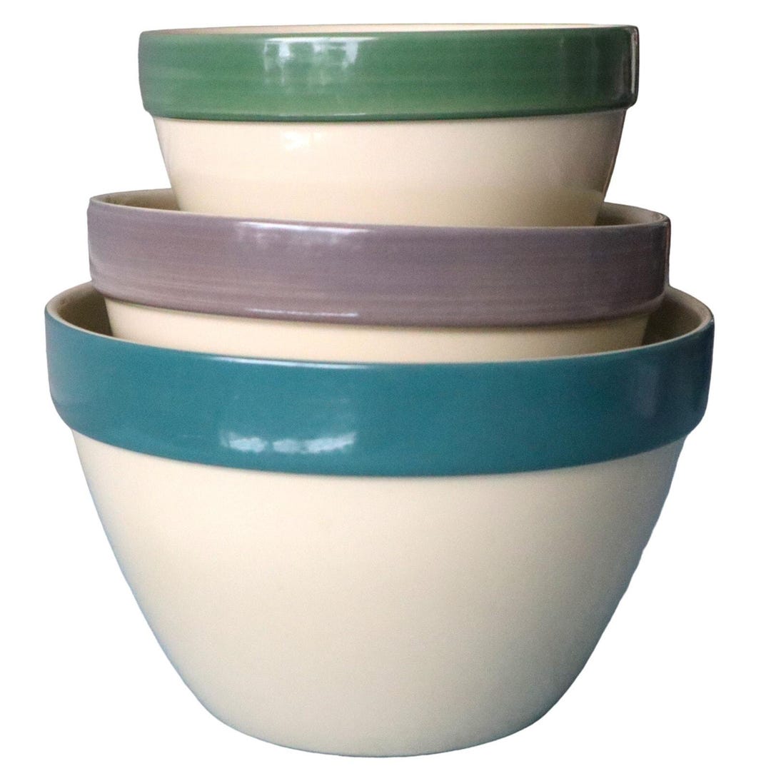 Vintage Over and Back Mixing Bowl SET of 3 Stoneware Nesting Bowls ...