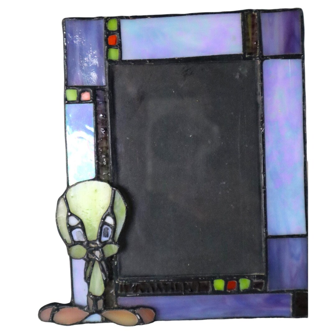 Vintage Tweety Bird Picture Frame Stained Glass Tiffany Style Dale ...