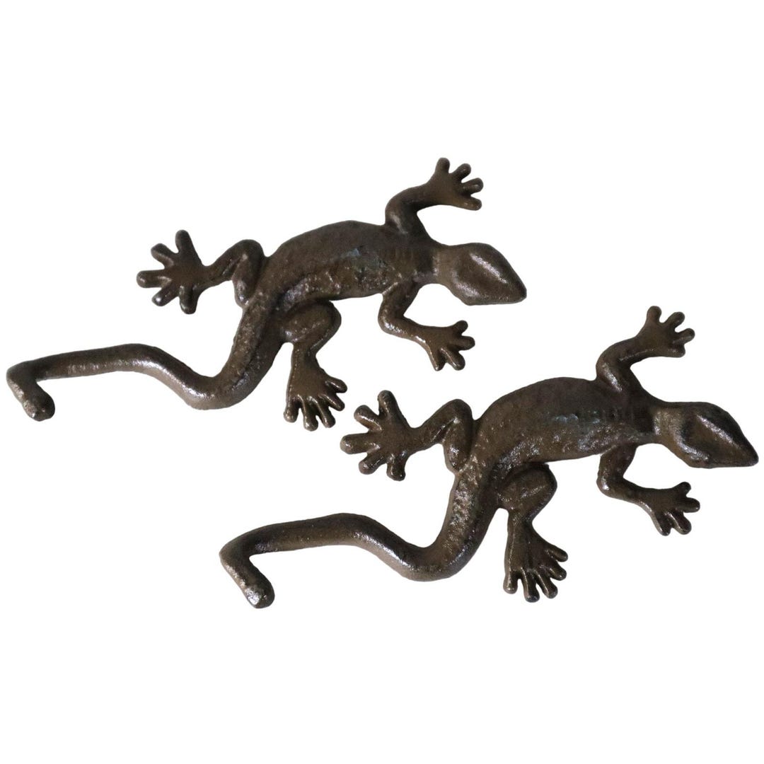 Vintage Cast Iron Lizard Gecko Wall Hooks Decor Hanging Set of 2 Pair ...