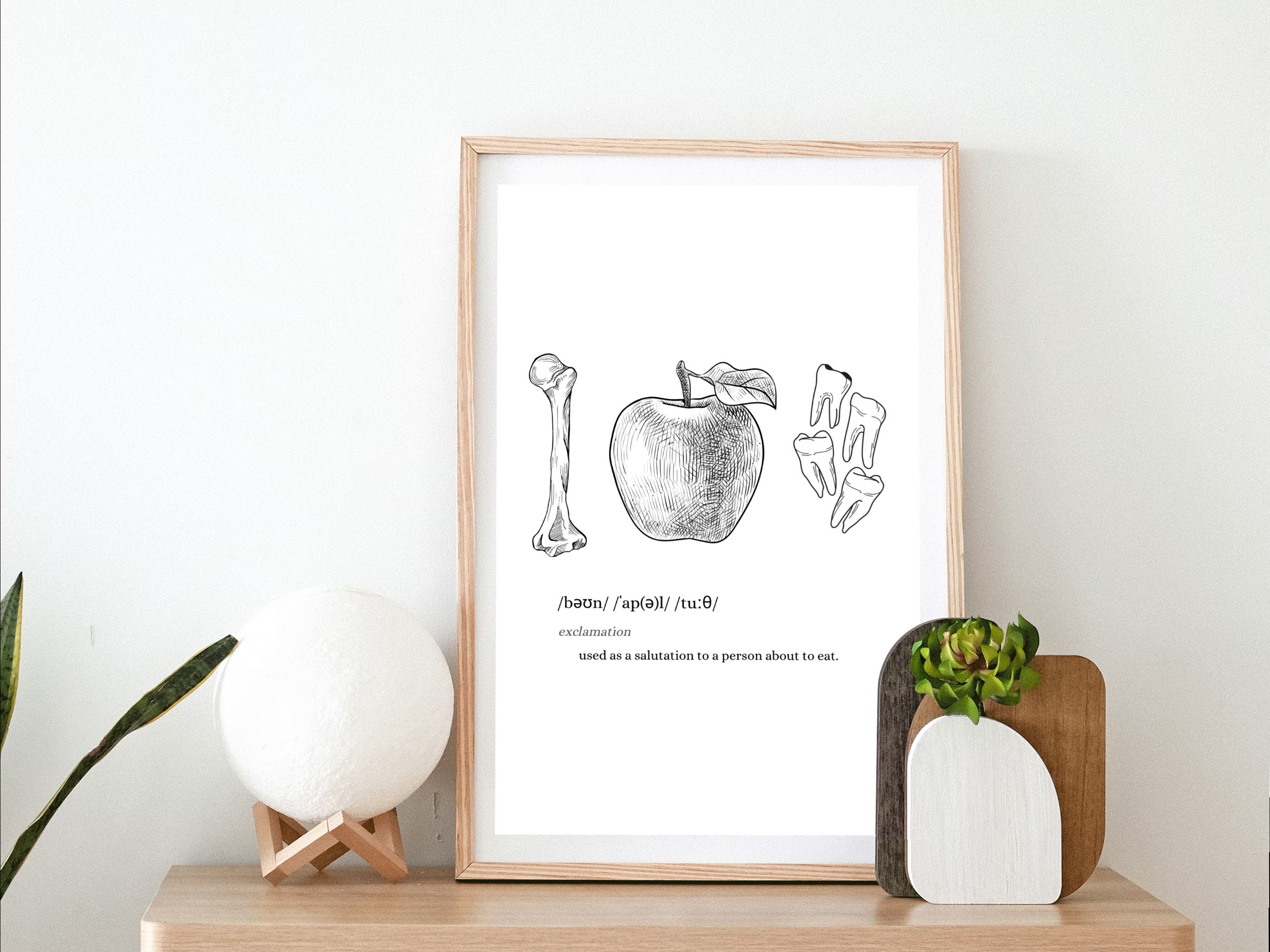 Bone Apple Teeth Illustration Digital Print - Etsy