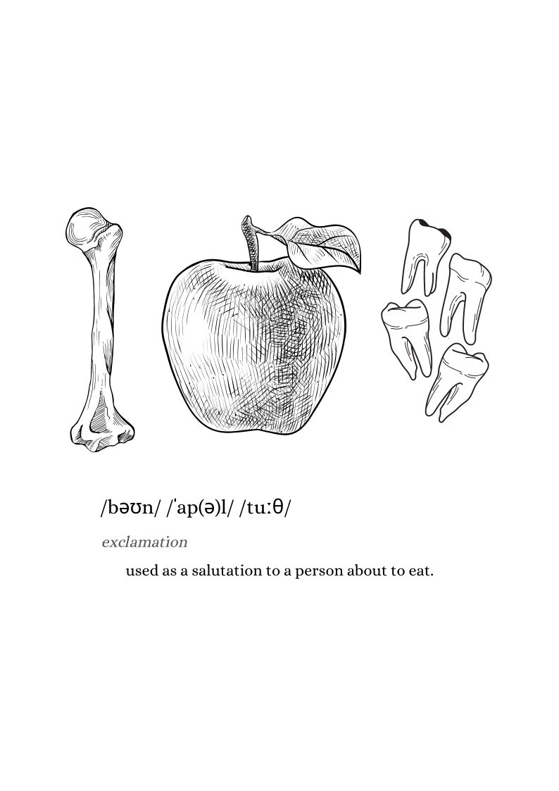 Bone Apple Teeth Illustration Digital Print - Etsy