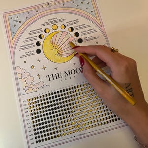 Moon Calendar Print 2024 Black and White Digital Download Printable A4 ...