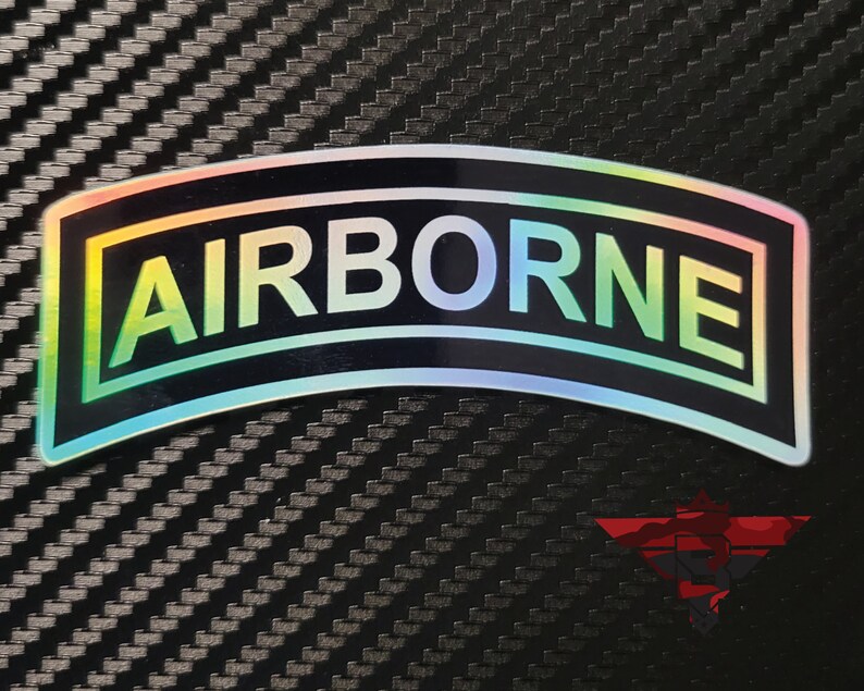 Airborne Tab Sticker Holographic Vinyl , Patriotic, Tactical, Military ...