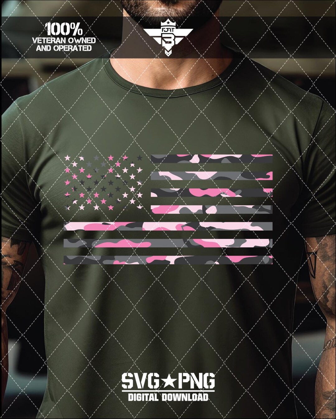 Pink Camo USA Flag SVG PNG: Tactical American Flag (digital Download ...