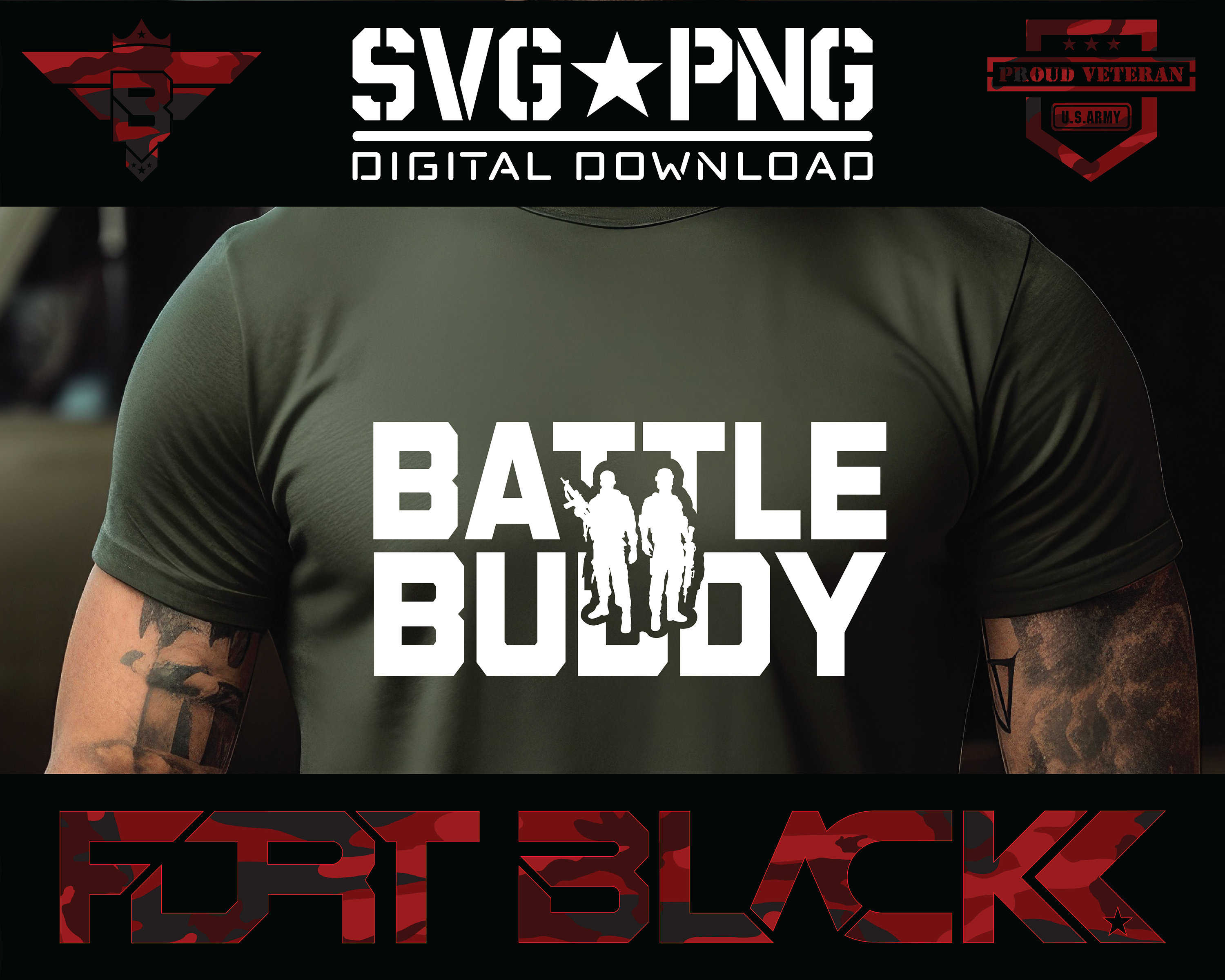 Battle Buddy SVG PNG Veteran Military Patriotic American USA Tactical ...