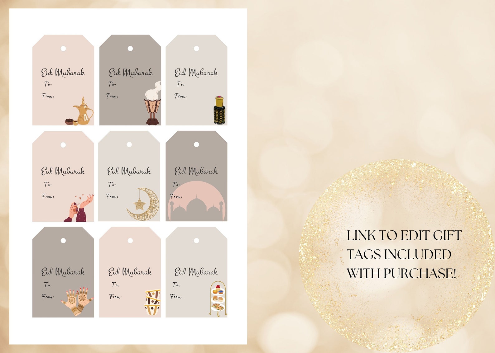 EID Gift Tags - Editable and Printable Unique Eid Gift Tags - Printable ...
